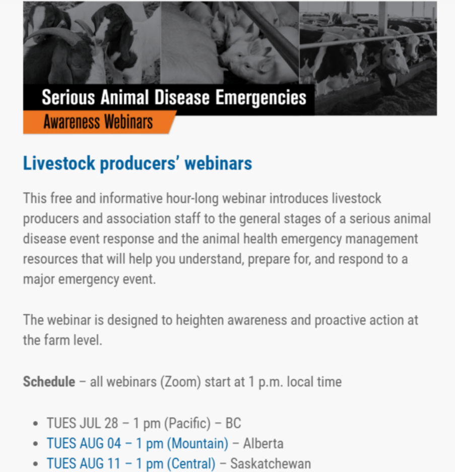 Animal Health Emergency Training – Agricultural Service Boards